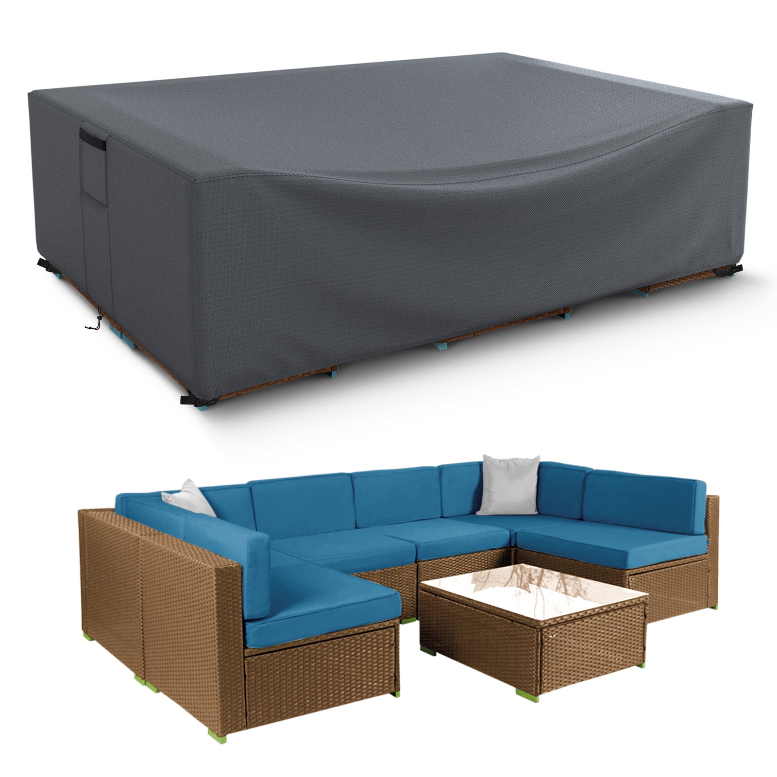 STARTWO Waterproof Heavy-Duty Patio Furniture Covers 600D Thick Rectangular Outdoor Cover ...