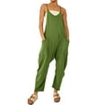 Starvnc Women Solid Color V Neck Sleeveless Pockets Jumpsuit