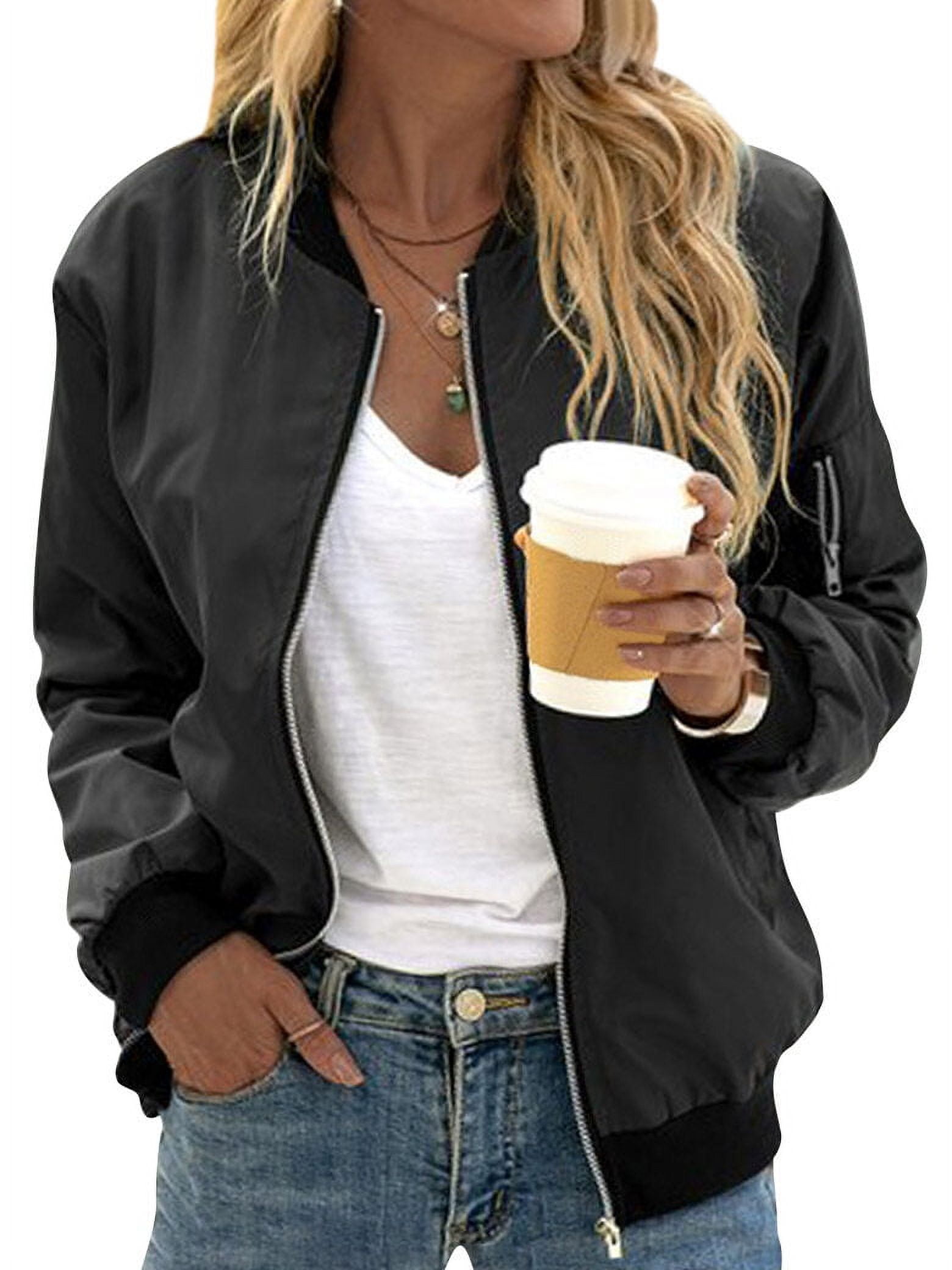 STARVNC Women Zip Up Side Pockets Long Sleeve Jacket - Walmart.com