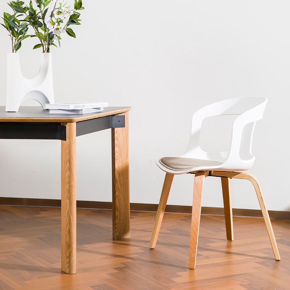 STARWAY White Dining Chairs Set of 2, with Plywood feet and ...