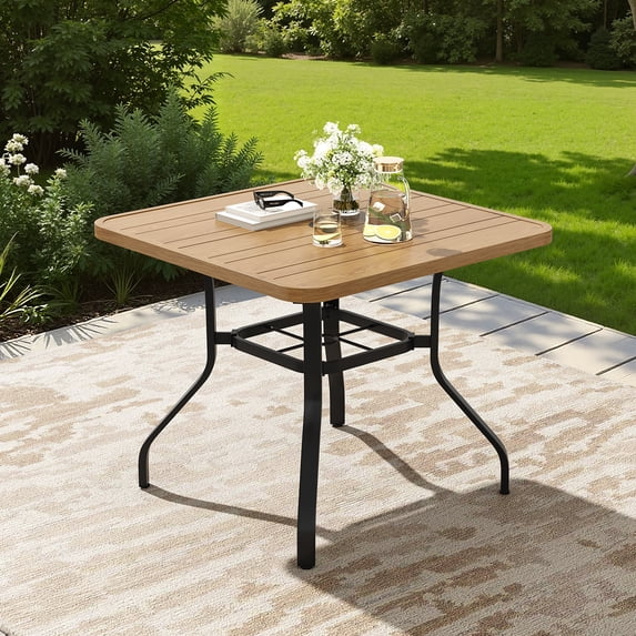 STARY 35"x35" Metal Patio Dining Table, Outdoor Square Dining Table ...