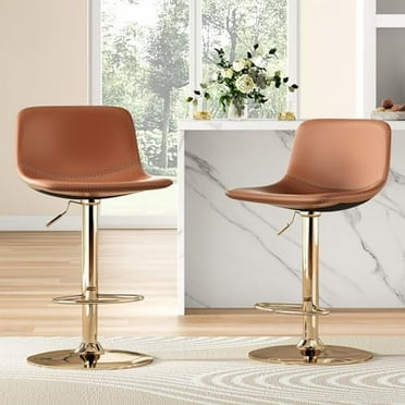 Walsunny Adjustable Bar Stools Set of 4 Leather Upholstered Swivel ...