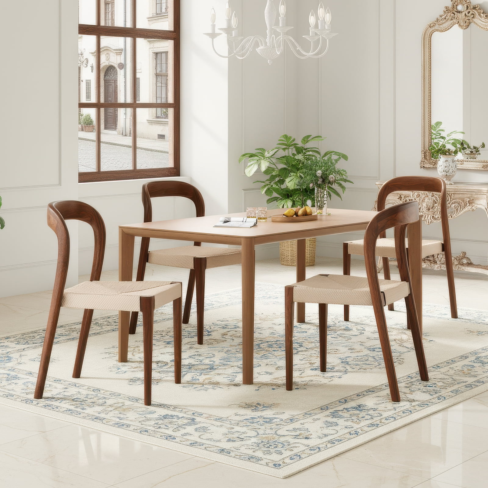 STARY Ash Wood Stackable Dining Chair Mid Century Modern Wooden for ...
