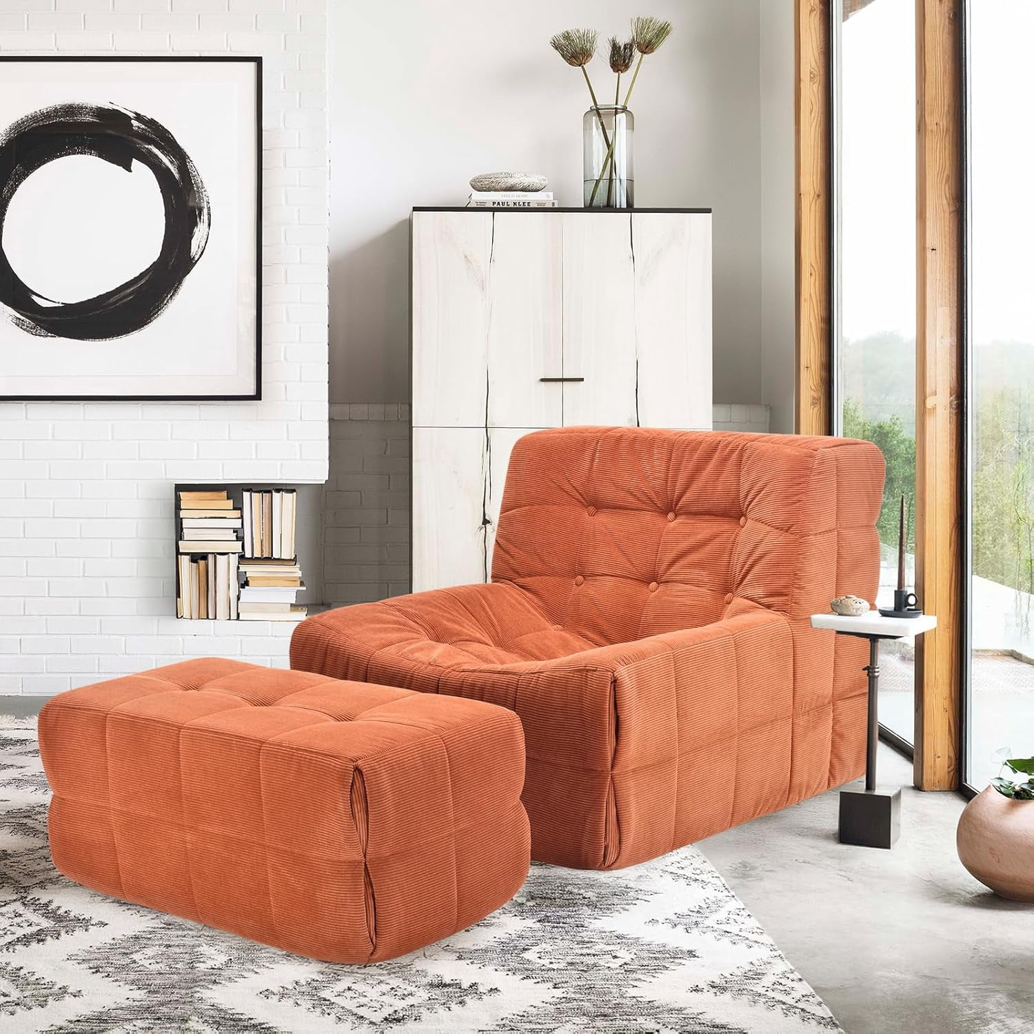 STARY Bean Bag Chair for Adults with Ottoman, Oversized Beanbag Chairs ...