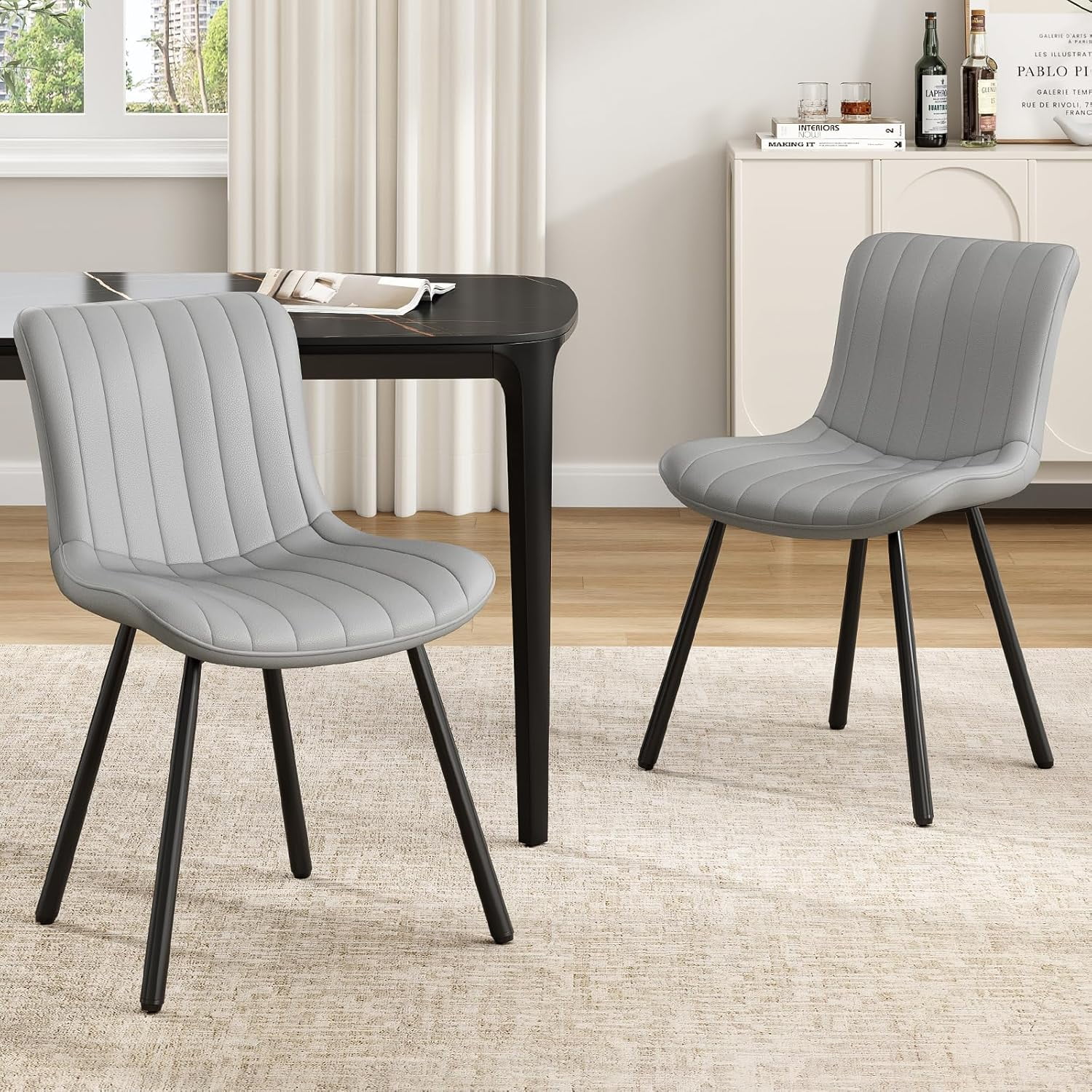 STARY Dining Chairs Set of 2, Faux Leather Kitchen & Dining Room Chairs ...