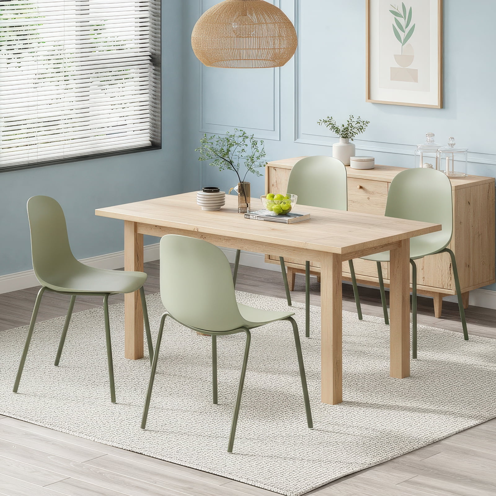 STARY Modern Plastic Stackable Dining Chair Set of 4 with Metal Legs ...