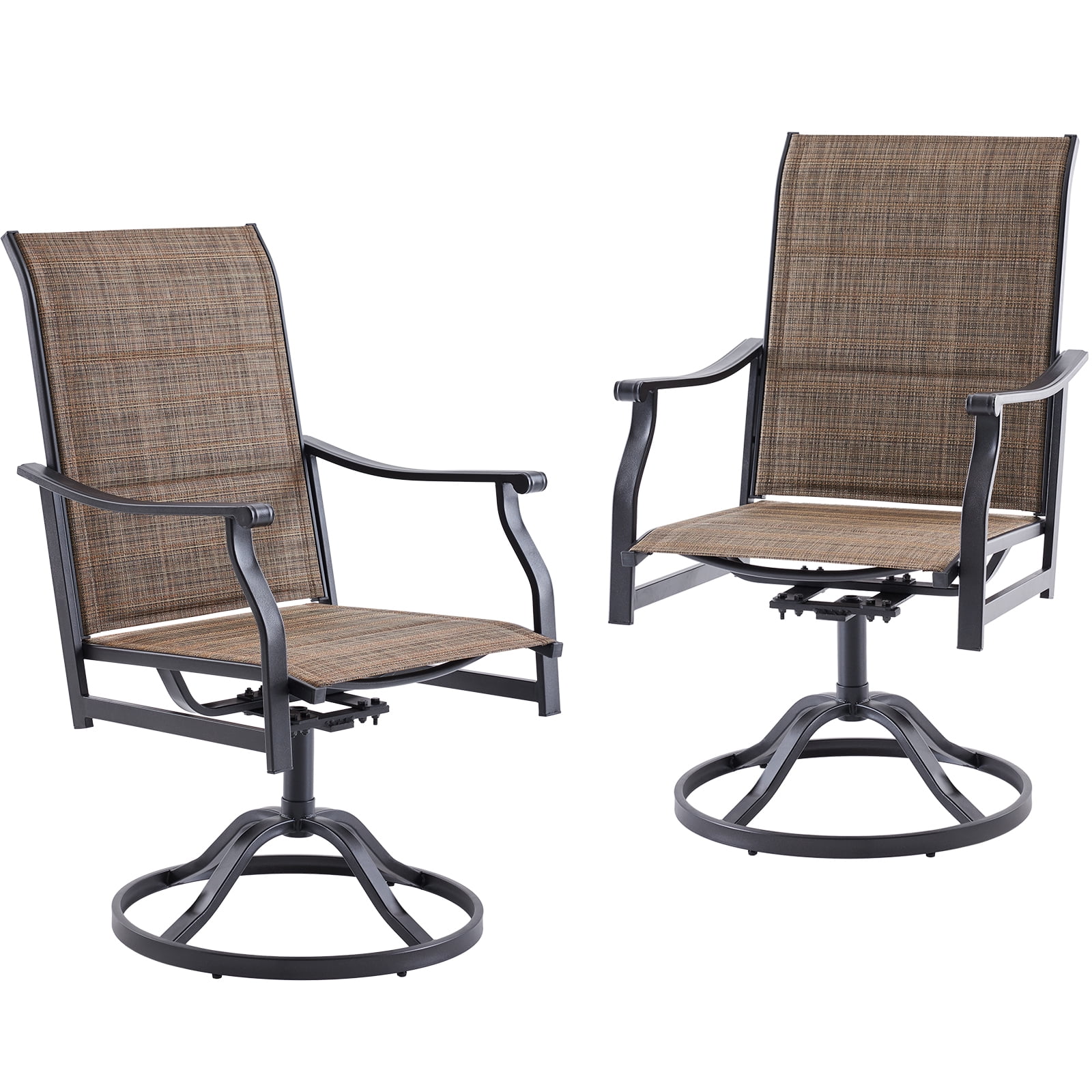 STARY Outdoor Dining Chairs Set of 2, 360°Swivel Patio Dining Chair with Textilene Fabric ...