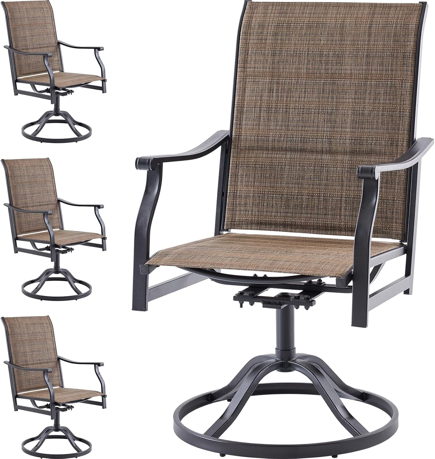 STARY Outdoor Dining Chairs Set of 4, 360°Swivel Patio Dining Chair ...