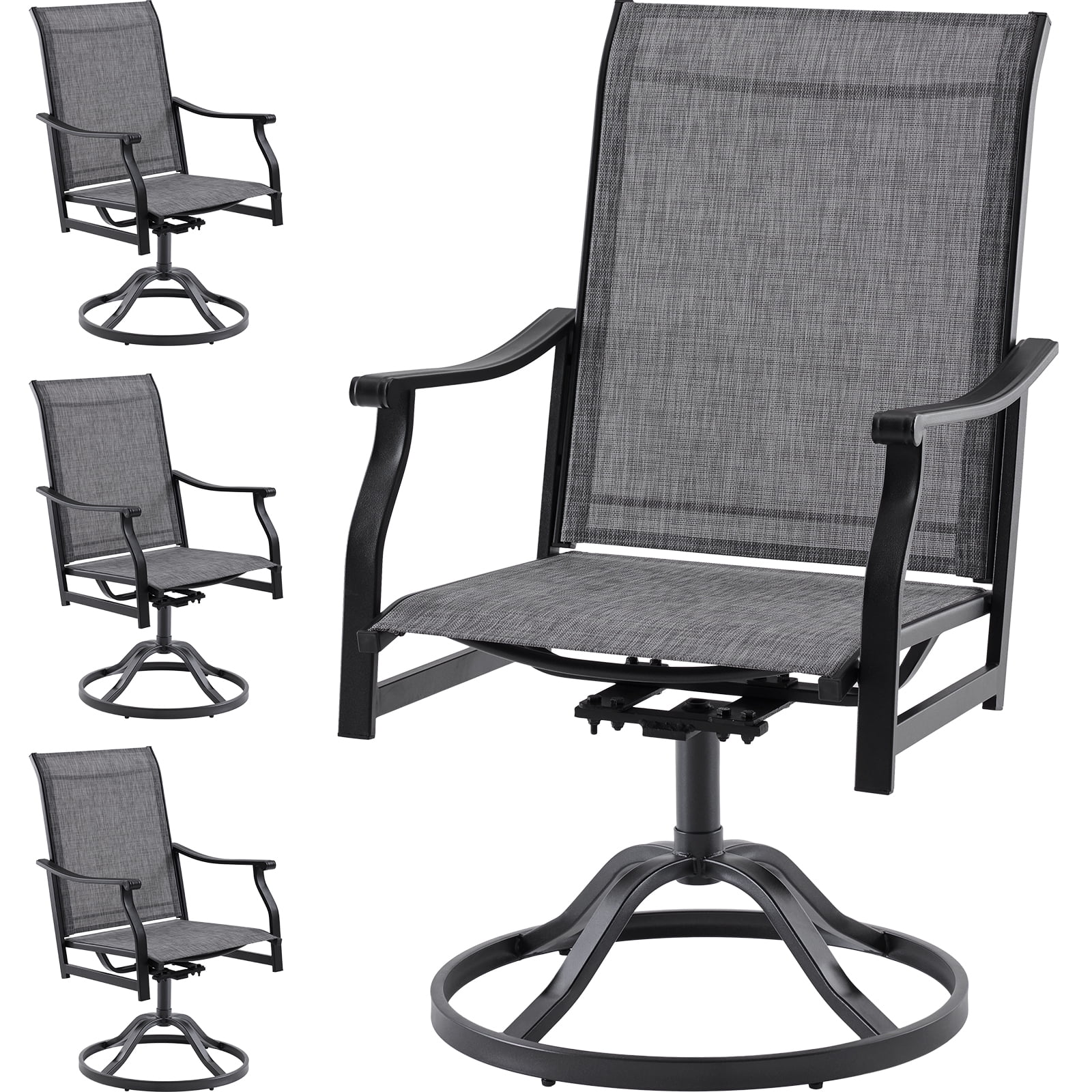 STARY, Outdoor Dining Chairs, Set of 4, 360¬∞ Swivel, Textilene Fabric ...