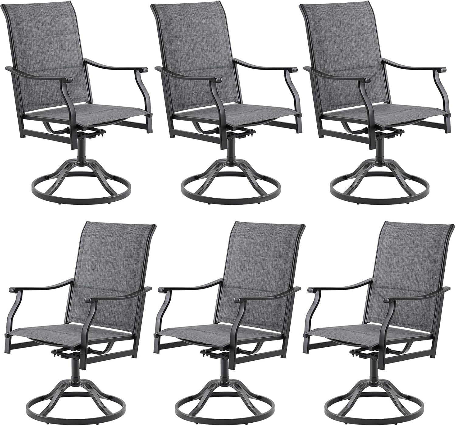 STARY Outdoor Dining Chairs Set of 6, 360°Swivel Patio Dining Chair ...
