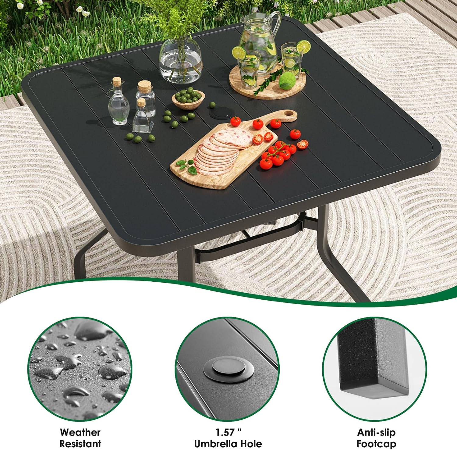 STARY Outdoor Dining Set for 4, 5-Piece Patio Table and Chairs Set, 4 x ...