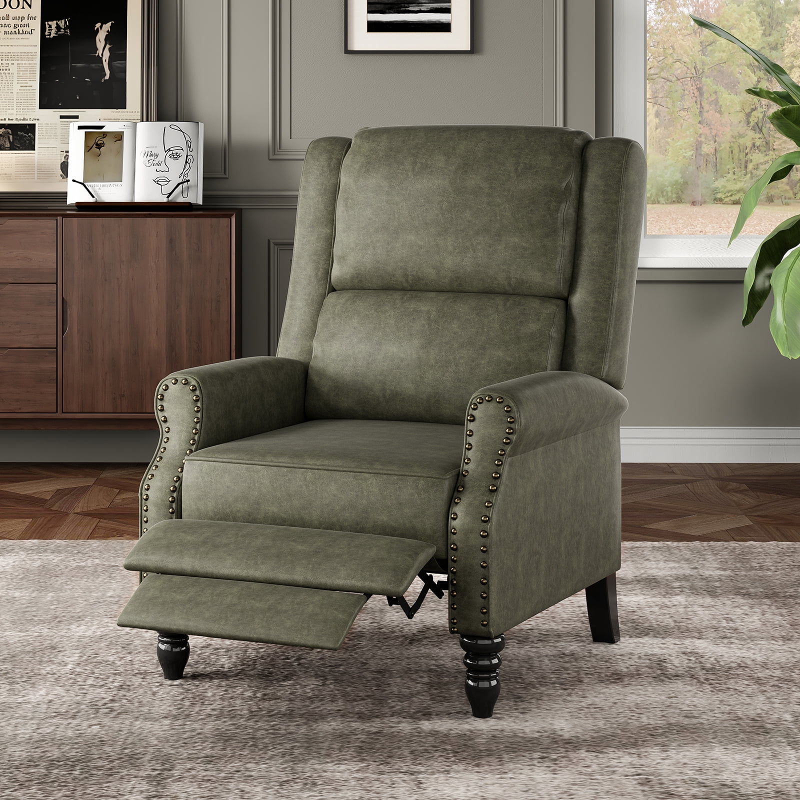 STARY Reclining Chair, Modern Leather Reclining Armchair, Single ...