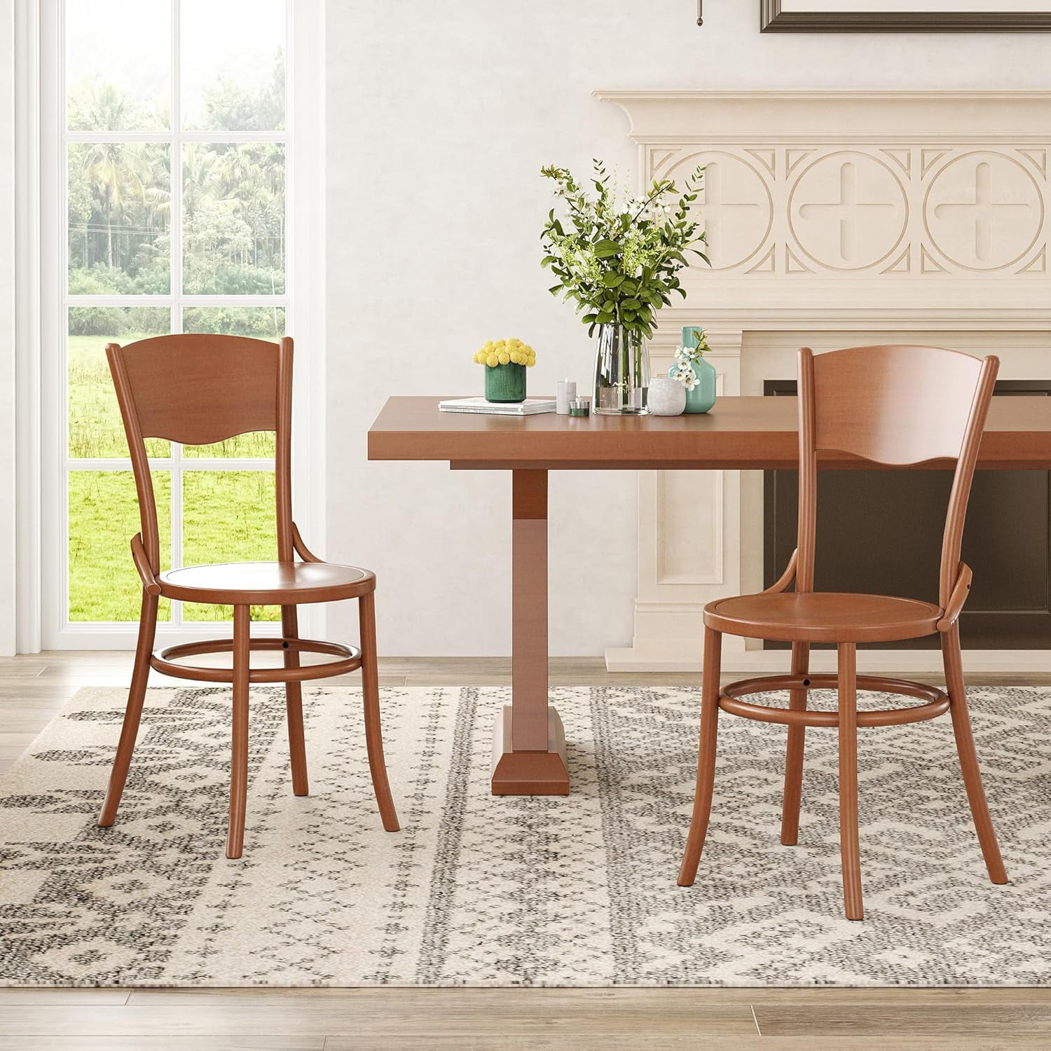 STARY Rustic Solid Wood Dining Chairs Set of 2, Farmhouse Kitchen ...