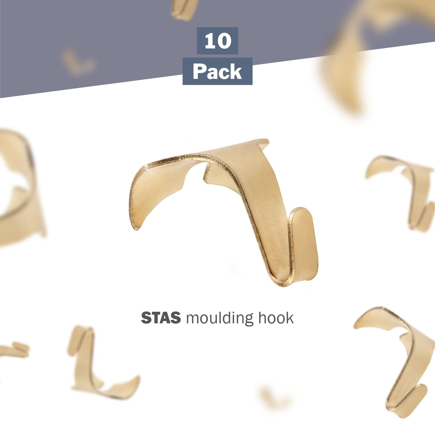 STAS Molding Hooks for Picture Rails and Crown Moulding - 10 Pack, Gold ...