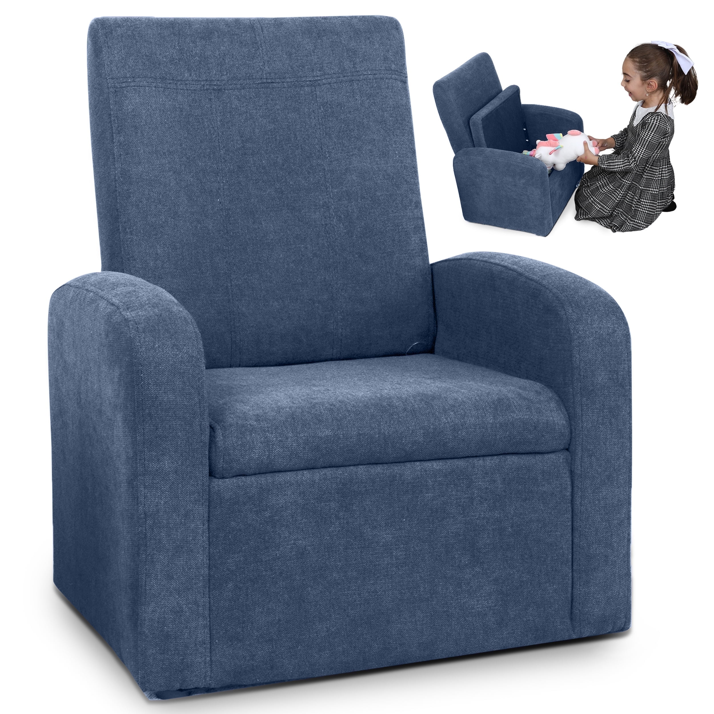 STASH Comfy Kids Sofa Chair with Toy Storage – Folding Toddler Chair ...