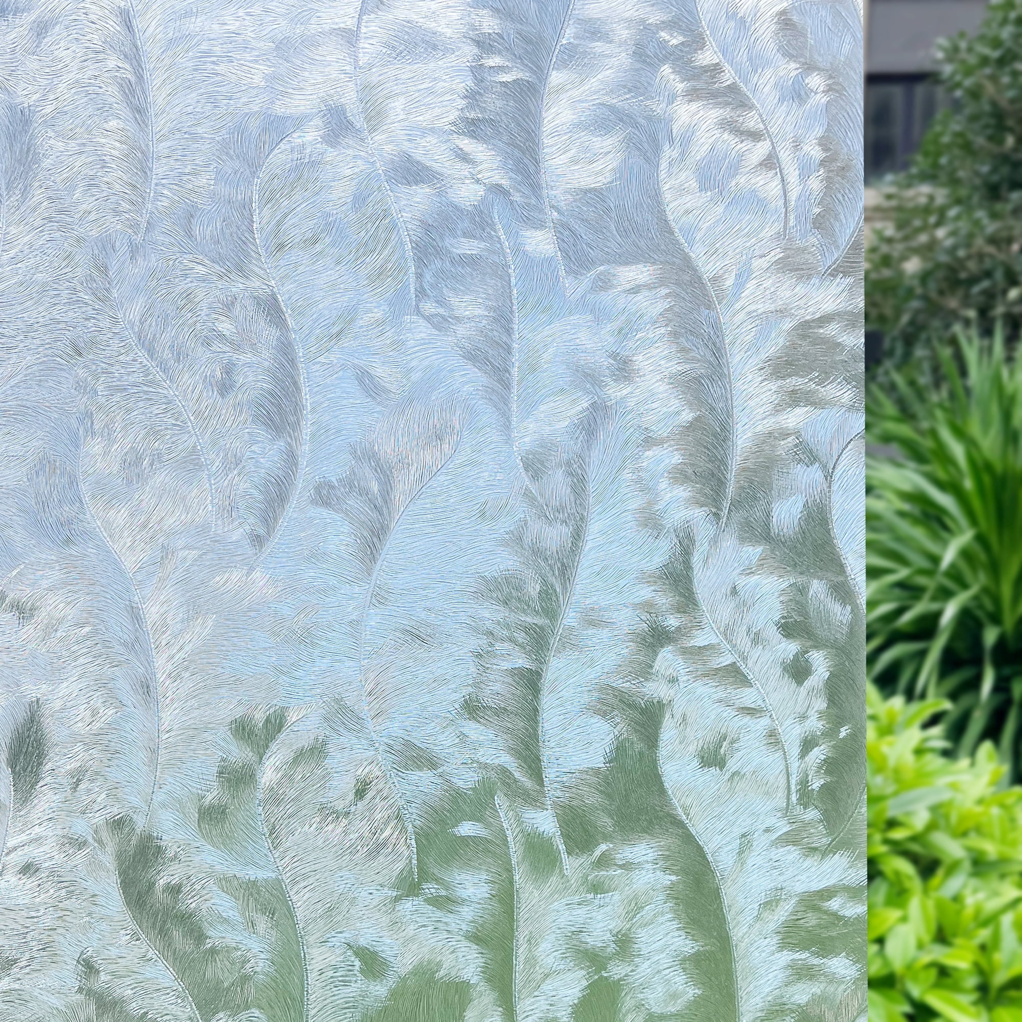 STATINT Decorative Window Privacy Film 35.4 in x 78.7 in Wavy Feather ...