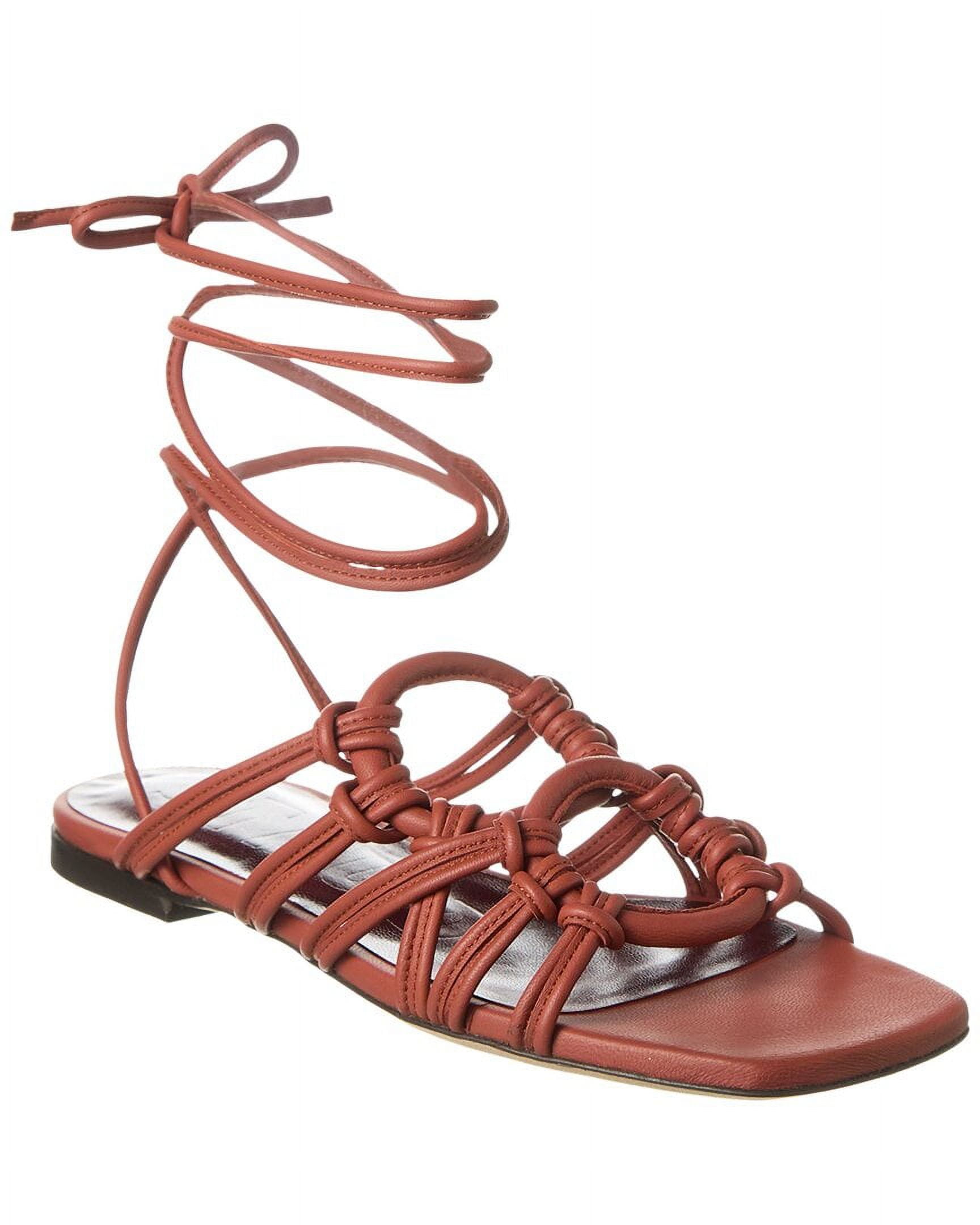 STAUD Adeline Lace-Up Leather Sandal, 38, Brown - Walmart.com