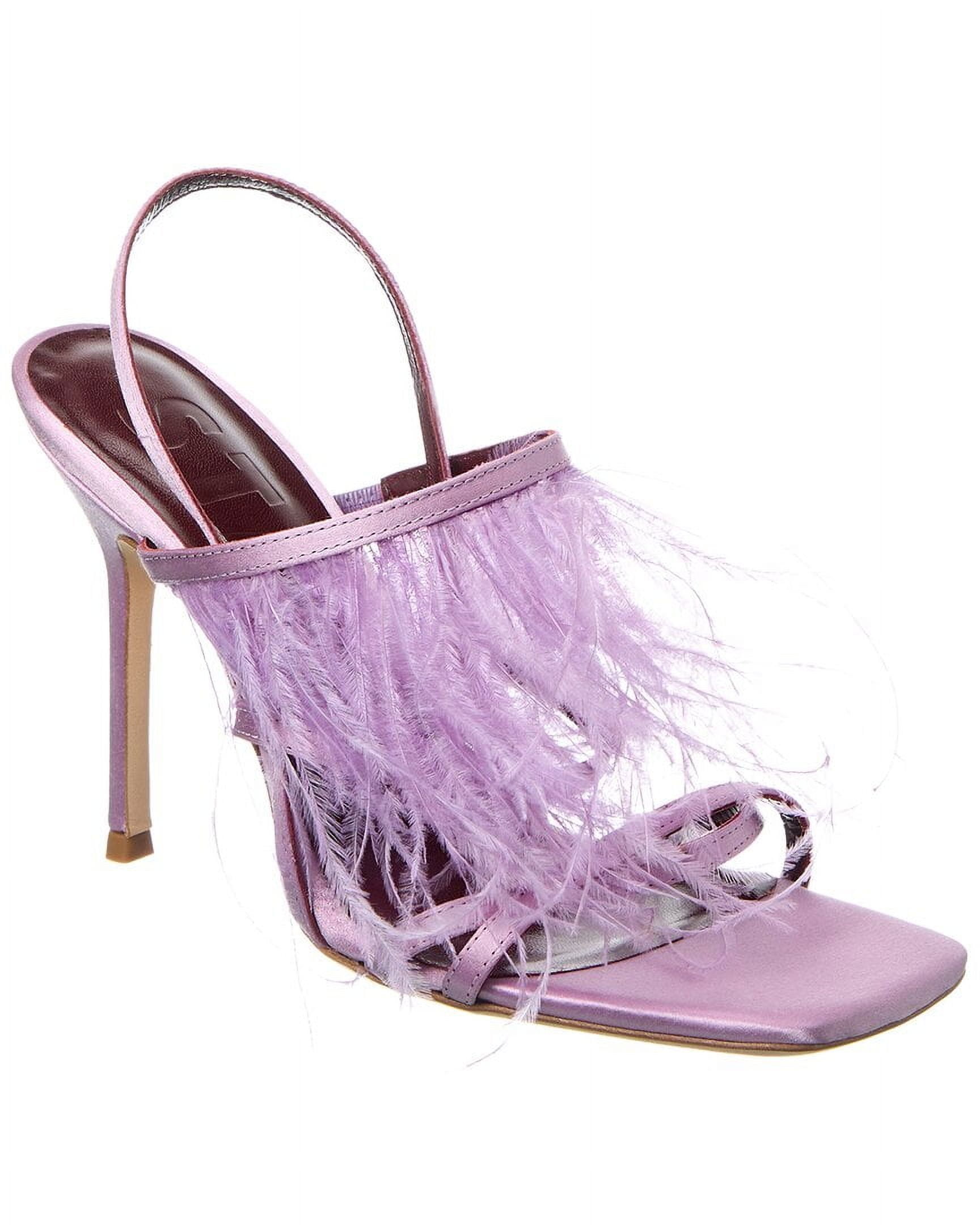 STAUD Anise Feather Satin Slingback Sandal, 37, Purple - Walmart.com