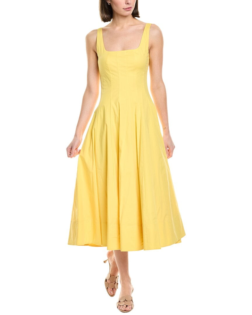 STAUD womens Wells Midi Dress, 00, Yellow - Walmart.com
