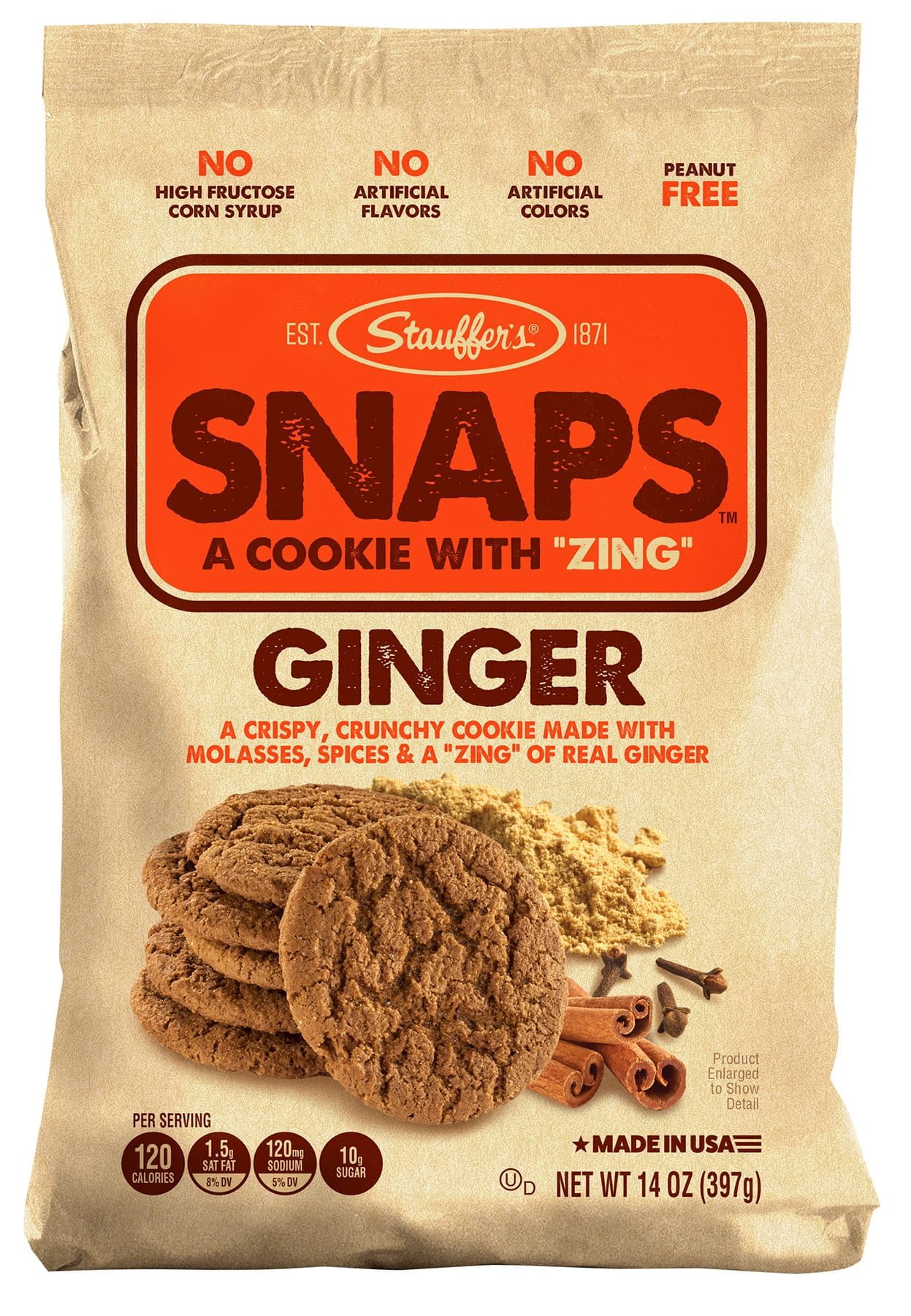 STAUFFERS Ginger SNAPS Cookies CCF19 - 14oz Bag - Ginger Flavored ...