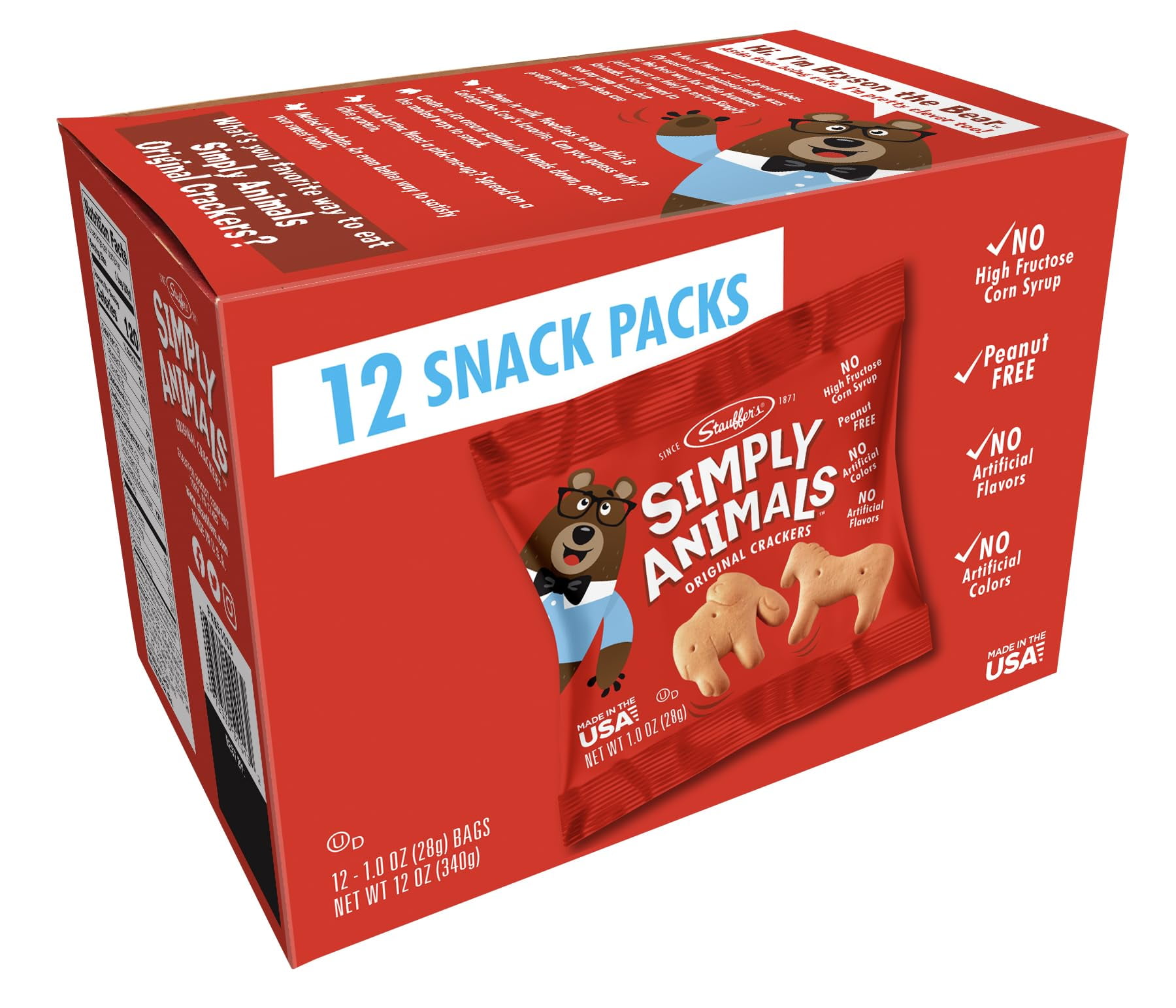 STAUFFERS Simply Animals Original YYF14 Crackers - 12 Pack, 1oz Bags ...