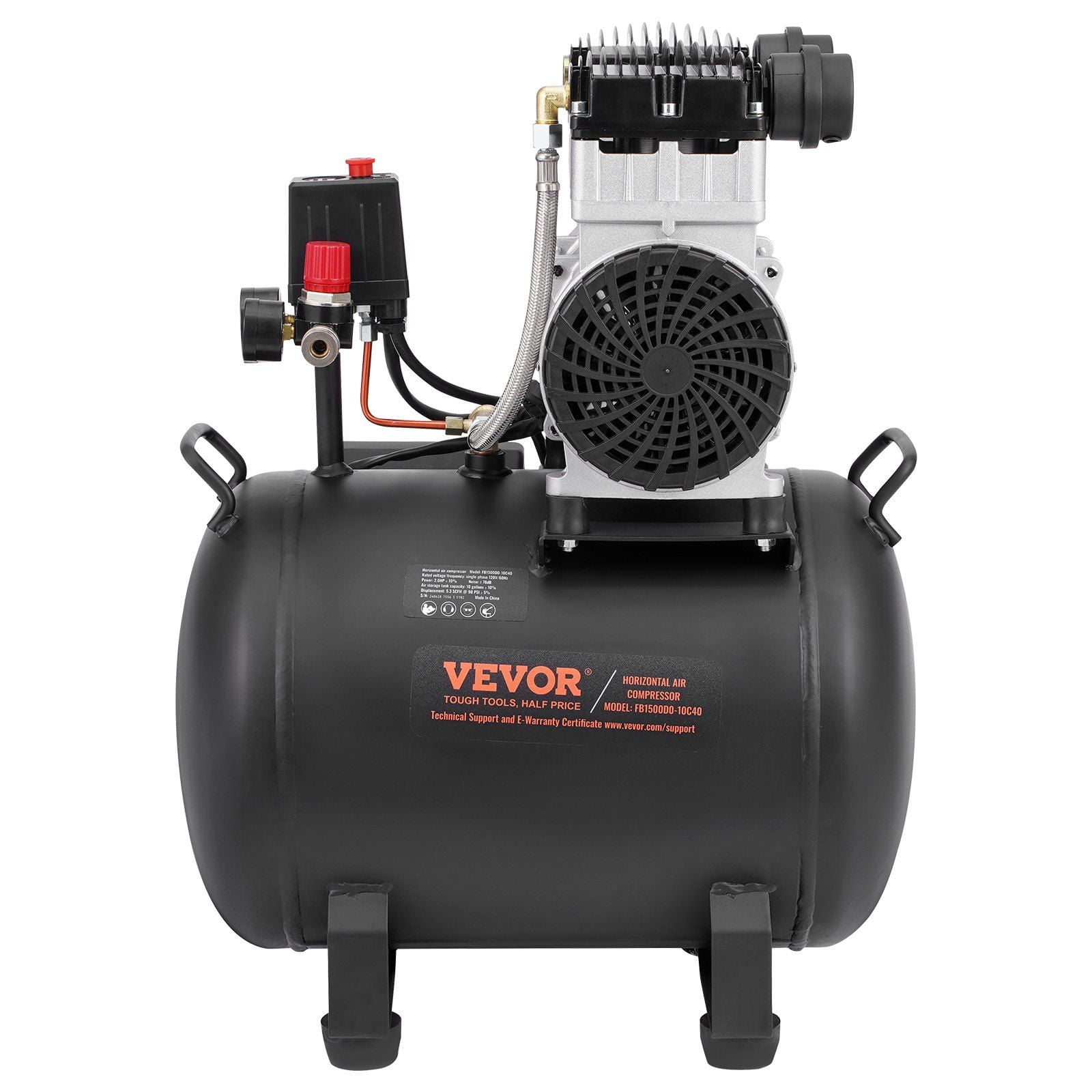 STAWAY 10 Gallon Oil-Free Air Compressor - Ultra Quiet 78 dB, 5.3 CFM ...