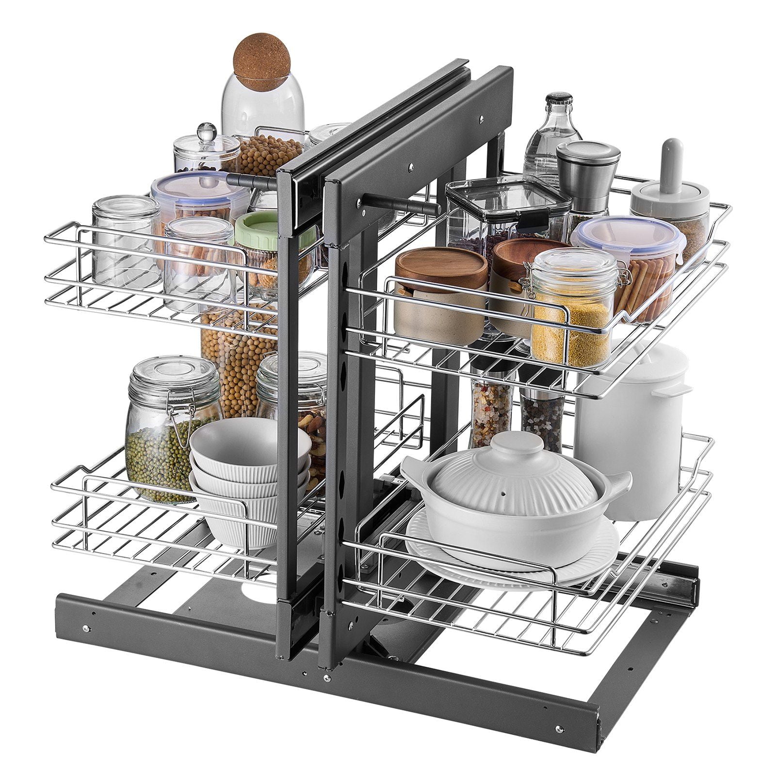 STAWAY 2 Tier Pull Out Organizer - Chrome Kitchen Cabinet Basket for ...