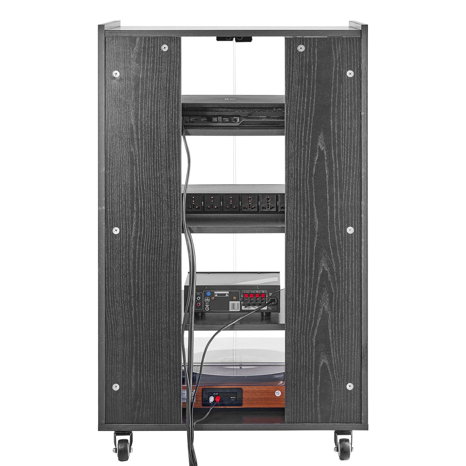 STAWAY 5-Tier Media Stand with Wheels - Adjustable Audio-Video Storage ...