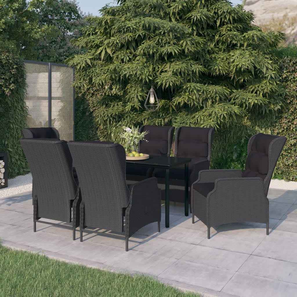 STAWAY Garden Dining Set - Dark Grey, 6-Person, Powder-Coated Steel ...