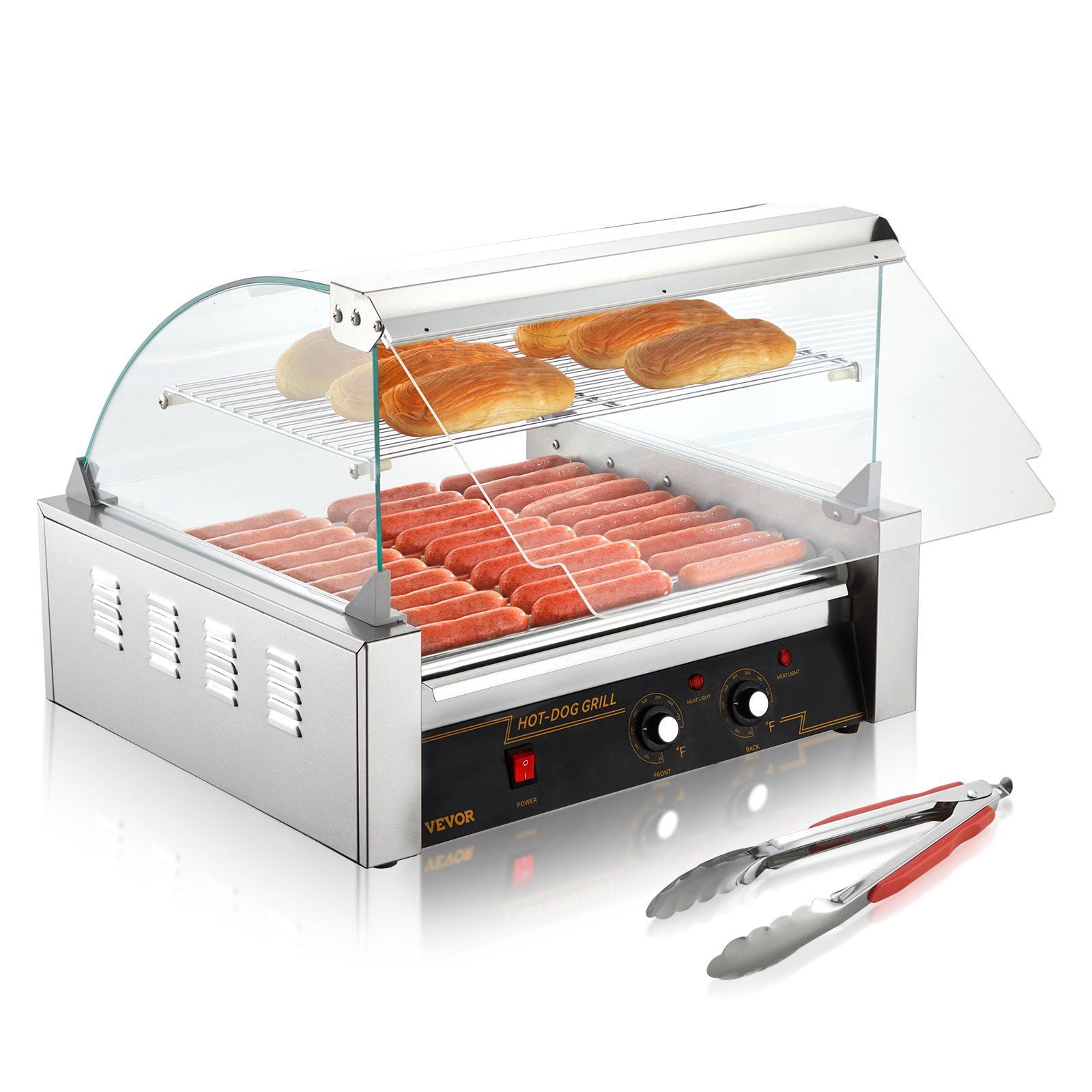 STAWAY Hot Dog Roller Machine - 11 Rollers, 30 Hot Dogs Capacity, Stainless Steel Grill with ...