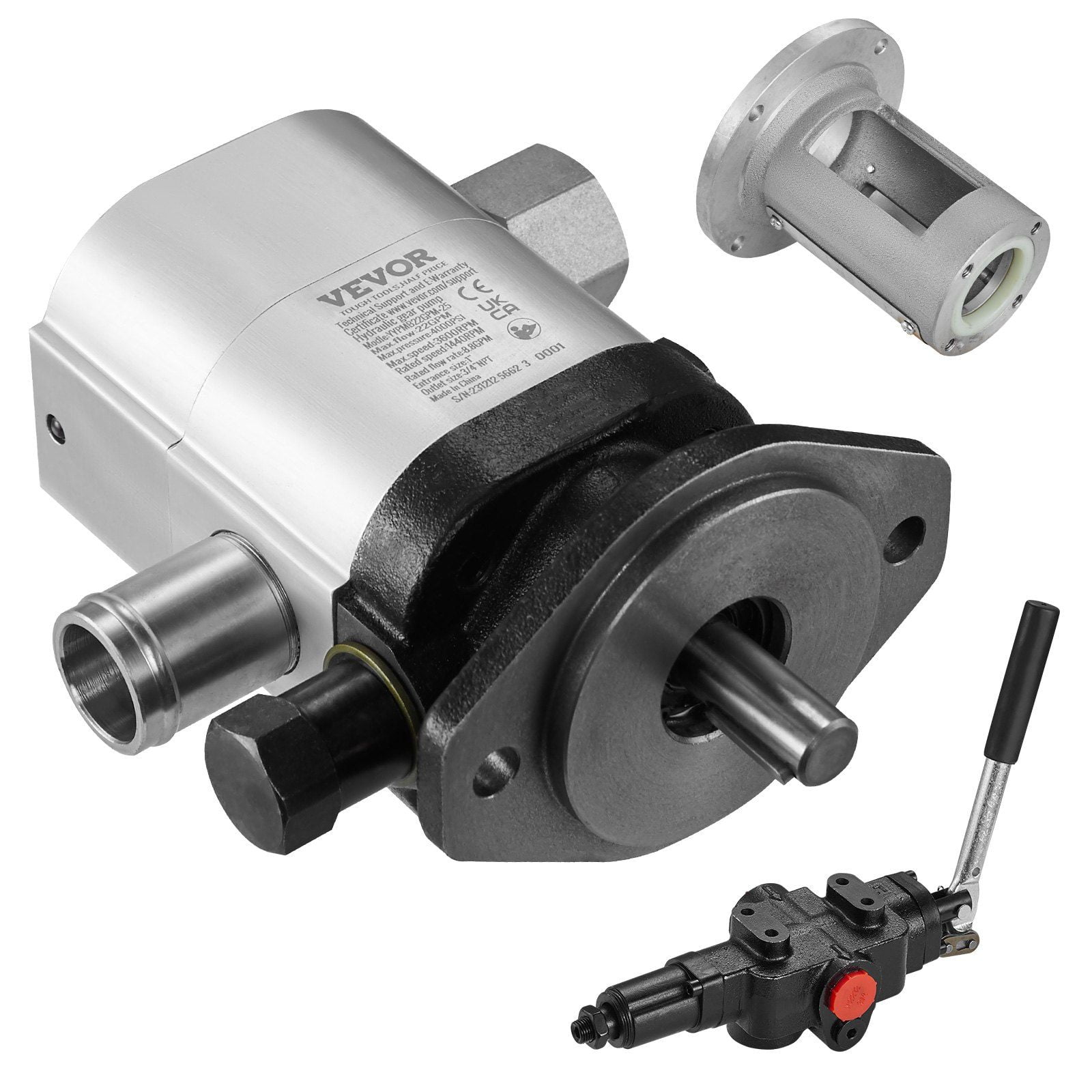 STAWAY Hydraulic Log Splitter Pump Kit - 22 GPM, 4000 PSI, 2 Stage Gear Pump with Valve Coupling ...