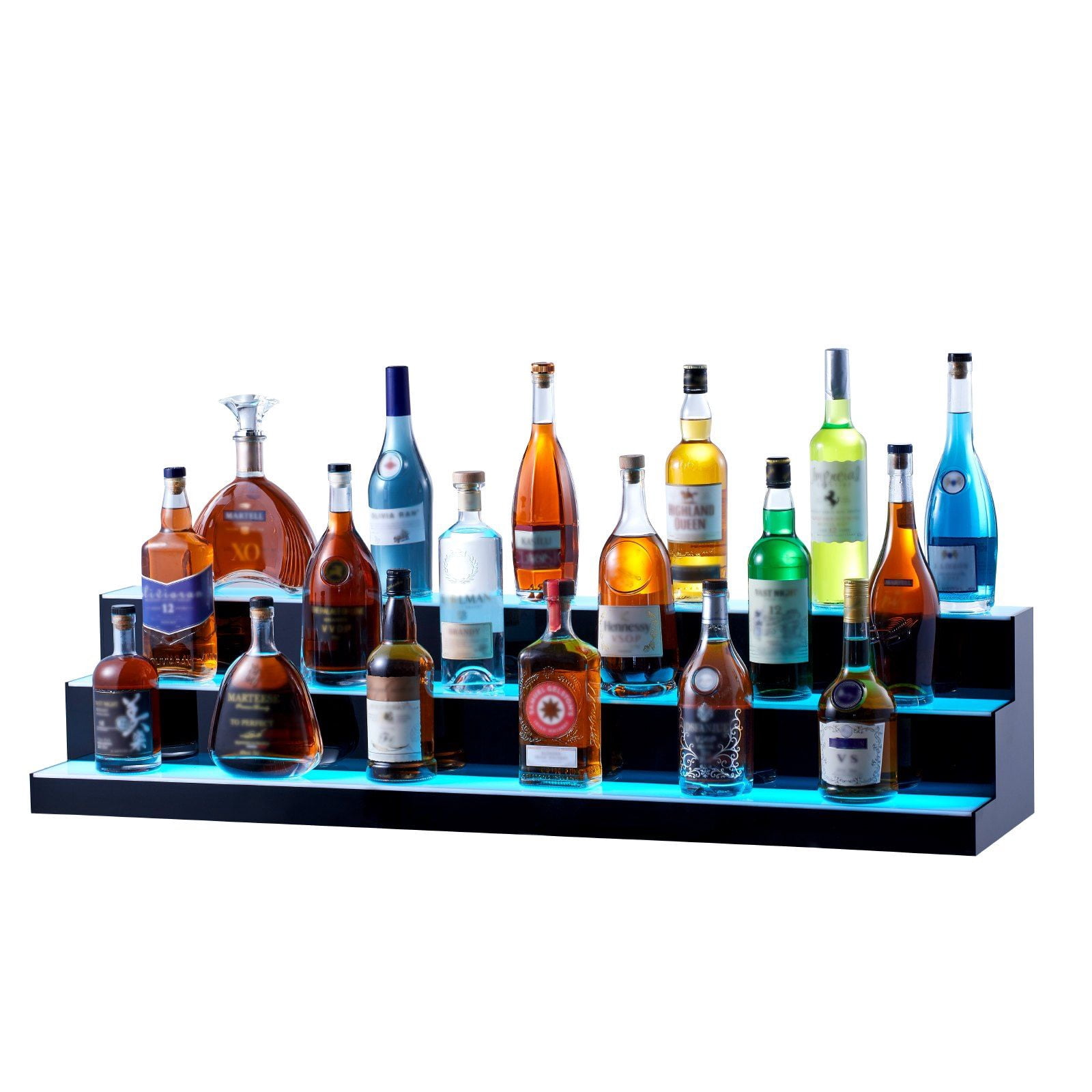 STAWAY LED Liquor Bottle Display Shelf - 48" 3-Step Bar Shelf with ...