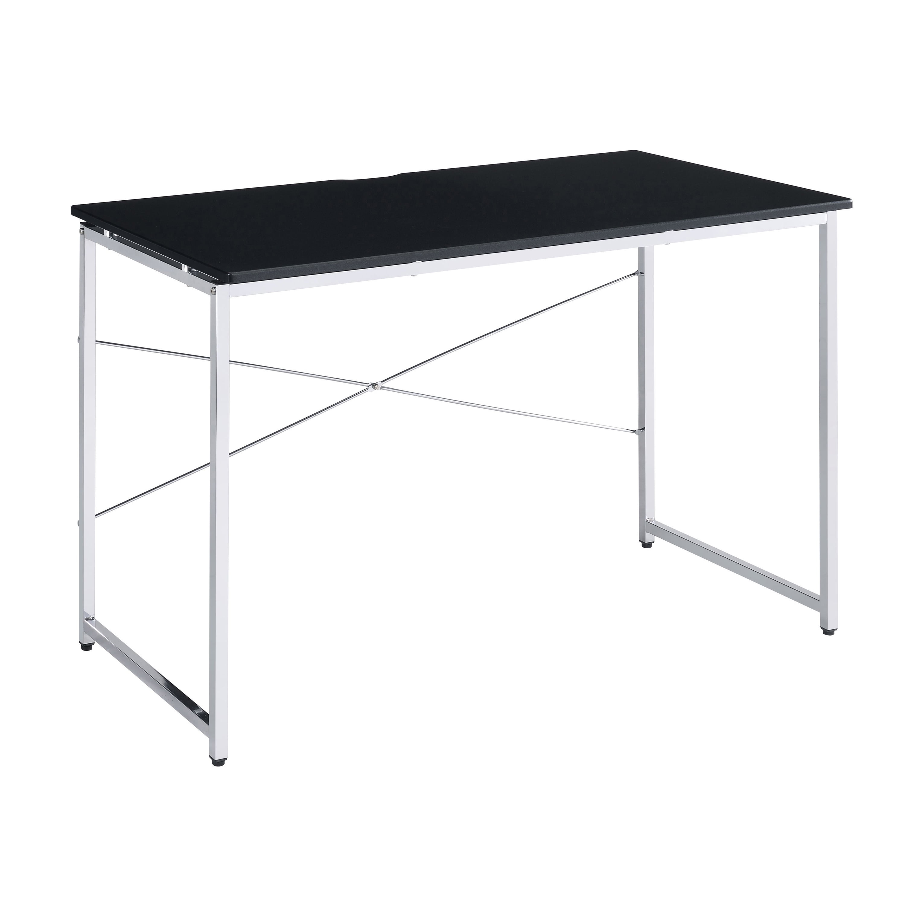 STAWAY Modern Black & Chrome Vanity Desk with X-Shape Crossbar ...