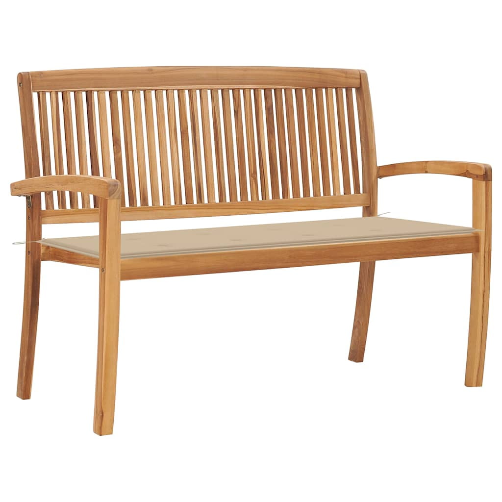 STAWAY Solid Teak Garden Bench with Cushion, 50.6" Wide, Stackable ...