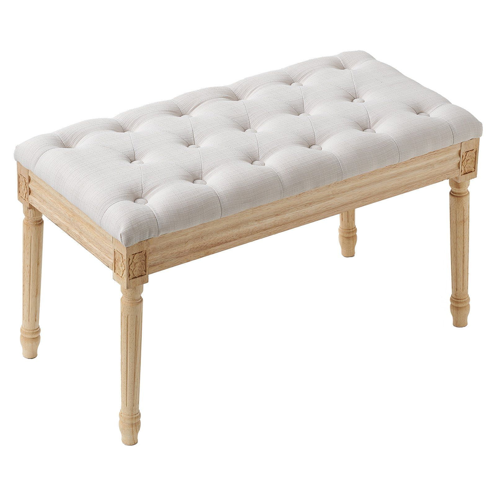 STAWAY Upholstered Bench - Stylish Tufted Ottoman with Foam Cushion ...