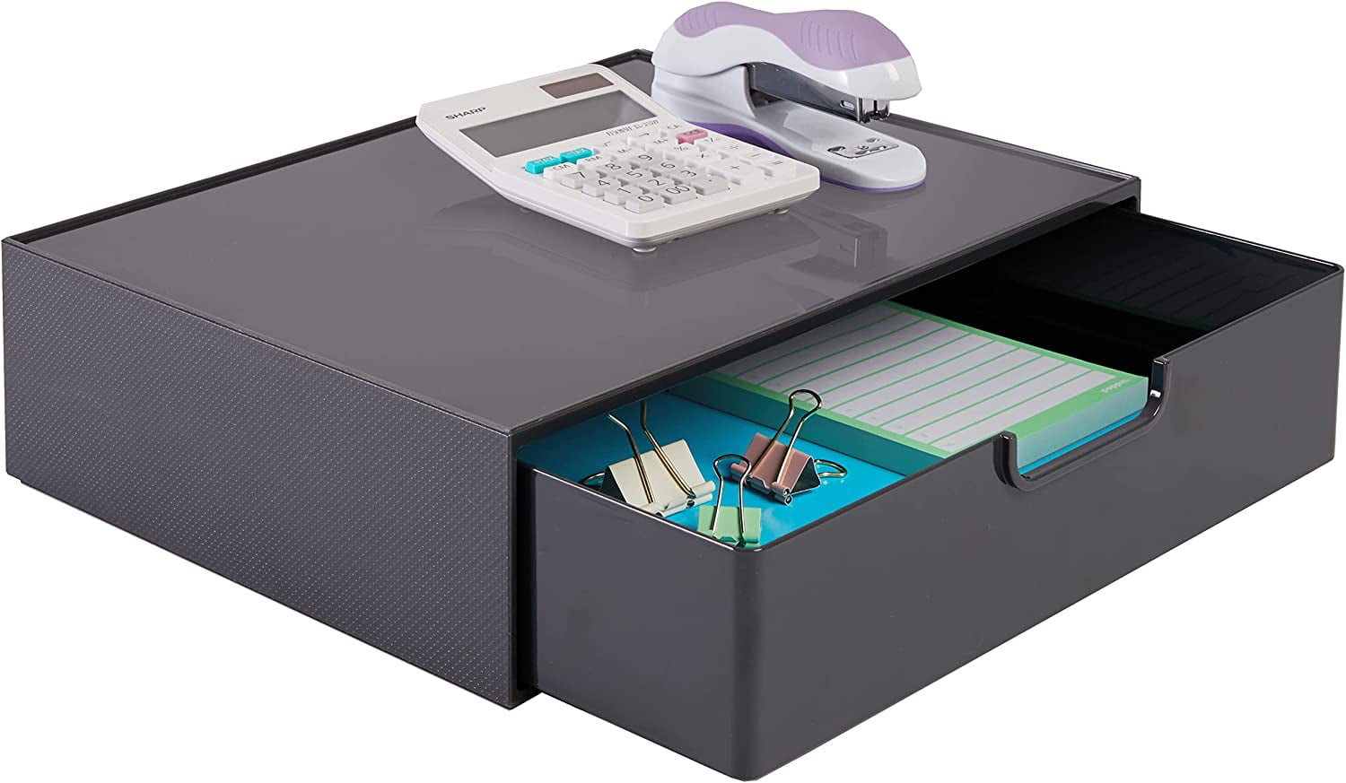 STAX Plastic Stackable Organizer Drawer in Solid Charcoal Grey | 12.5 ...