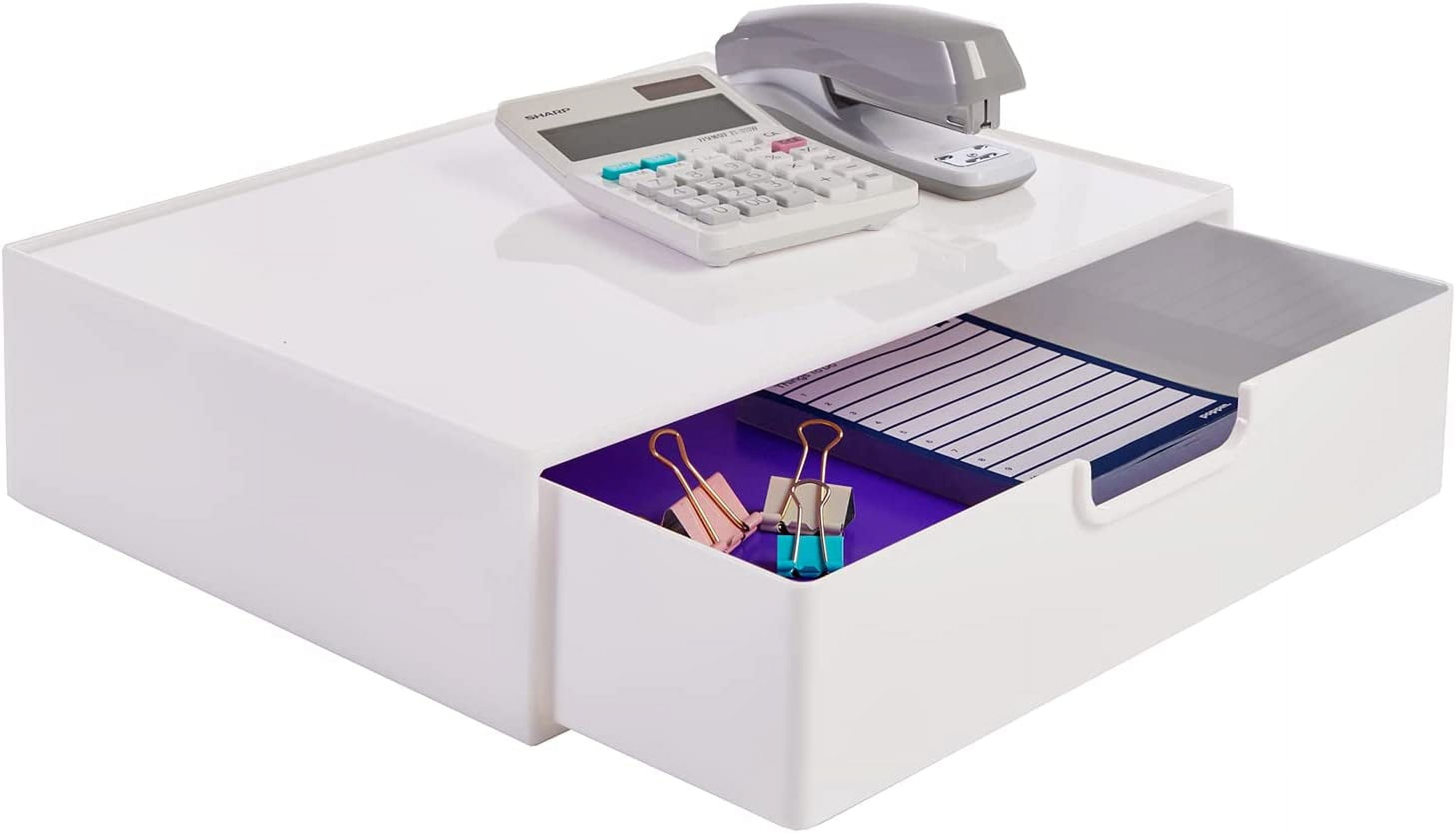 STAX Plastic Stackable Organizer Drawer in Solid Cloud White | 12.5 ...