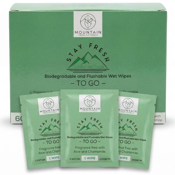 STAY FRESH (60 Flushable Wipes to-Go) - PH Balanced, Travel sized ...