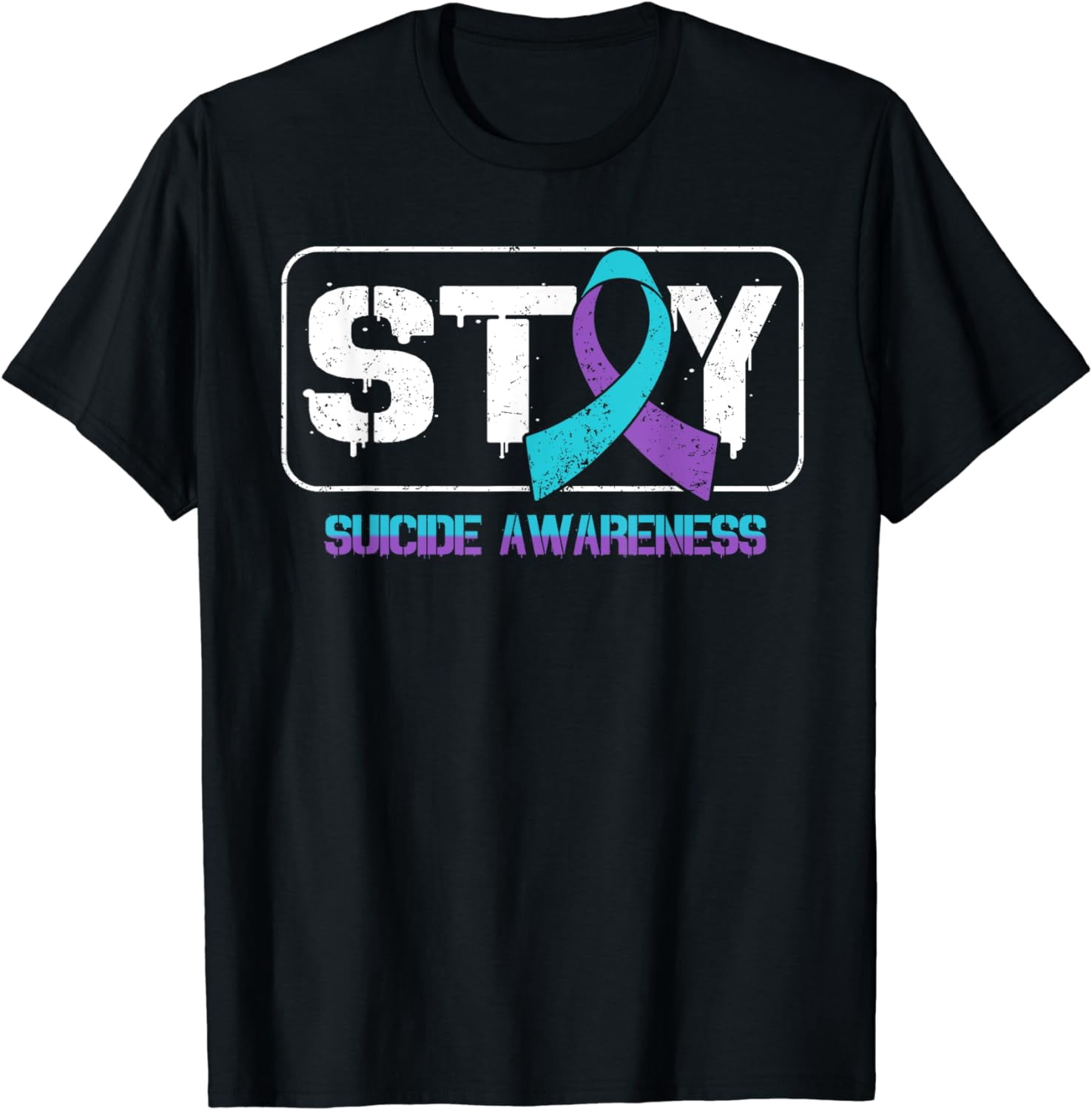 STAY Teal Purple Ribbon Suicide Prevention Awareness T-Shirt - Walmart.com
