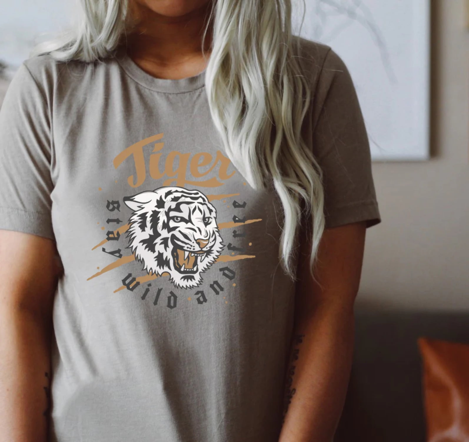 STAY WILD AND FREE Graphic Short sleeve T-Shirt Plus Size - Walmart.com