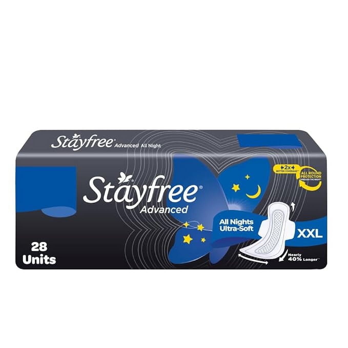 STAYFREE Advanced All Nights Ultra Soft Sanitary Pads - XXL, 28 Pads - Walmart.com