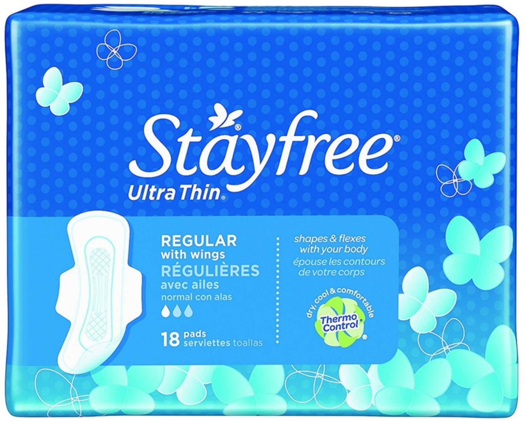 STAYFREE Ultra Thin Regular Pads With Wings 18 ea (Pack of 2) - Walmart.com
