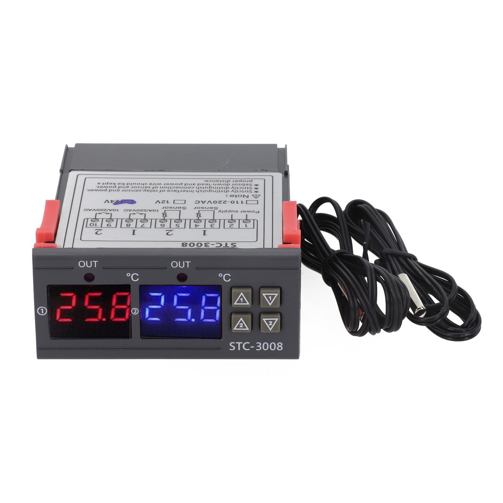 STC-3008 Digital Display Dual Control Temperature Thermostat and Dual display - Walmart.com