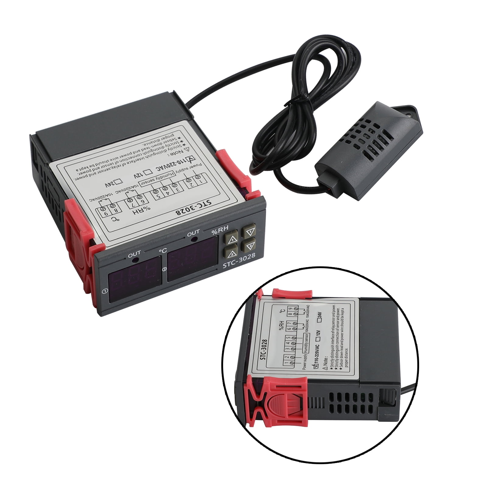 STC-3028 Dual LED Temperature Humidity Controller AC110-220V Digital Thermostat - Walmart.com