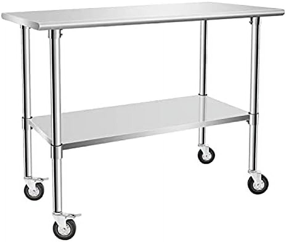 STCKJXX Stainless Steel Work & Prep Table with Caster Wheels and Under ...