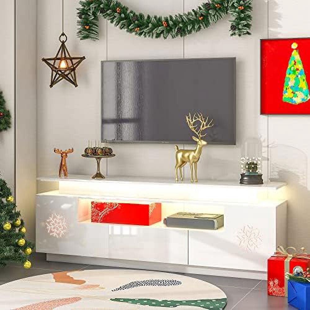 STCVF Modern TV Stands with 16 Colors Changing LED Lights 2 Cabinet ...