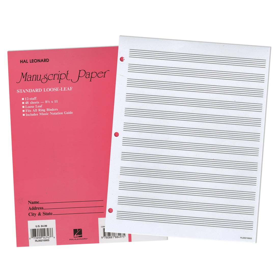 STD LOOSELEAF MUSIC PAPER - Walmart.com