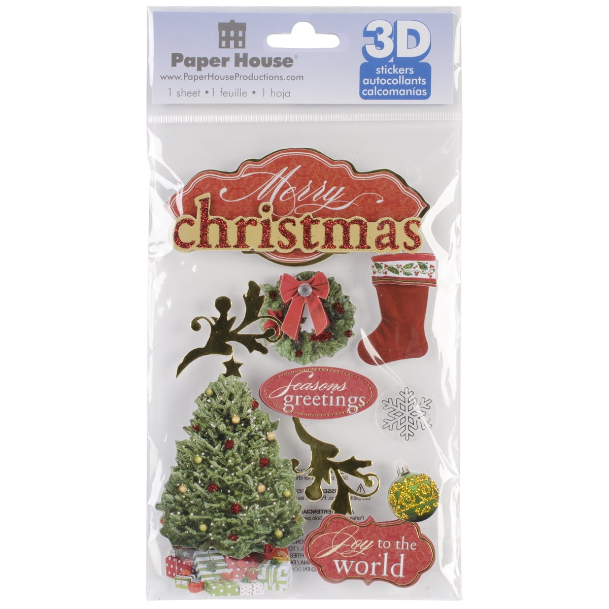 STDM-0095E PAPER HOUSE STICKER 3D MERRY CHRISTMAS - Walmart.com
