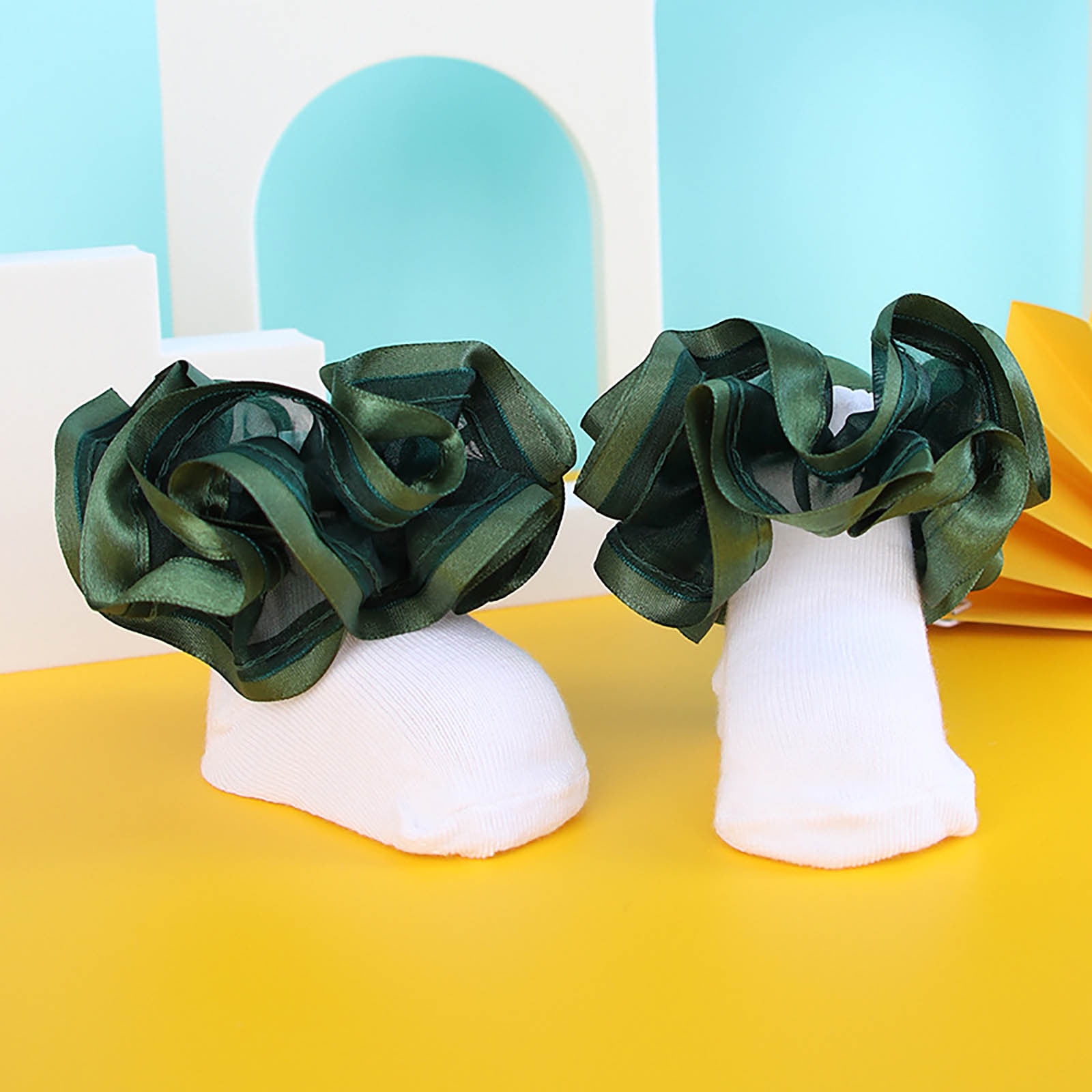 Steady Toddler Cute Kids Ruffle Socks Lace Frilly Princess XS Green ...