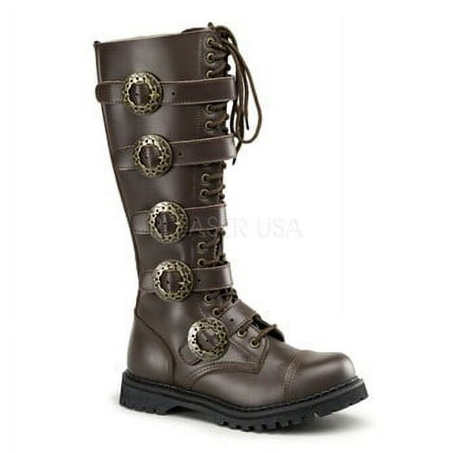 STEAM-20, 12 Eyelet 3 Strap Steel Toe Brown Leather Calf Boot - Walmart.com